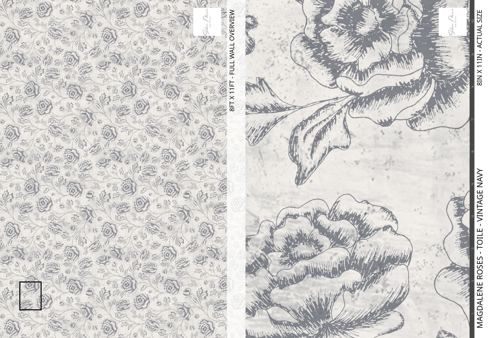 Magdalene Roses - Toile - Vintage Navy – Sabina Maria Design